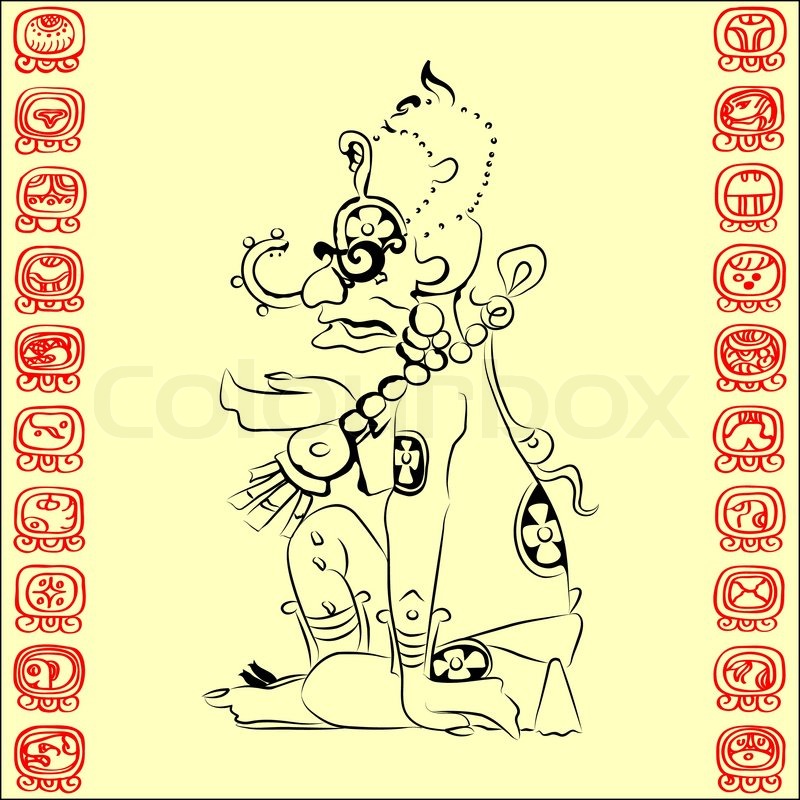 Maya image of the deity Sun - Ah Kin, ... | Stock vector | Colourbox