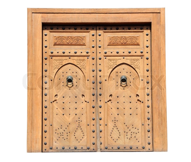 Wooden Arabic Style Door isolated on ... | Stock image | Colourbox