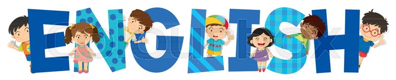 Word design for English with happy ... | Stock vector | Colourbox