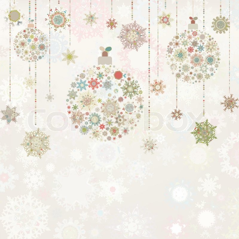 Beige background with christmas balls | Stock vector | Colourbox