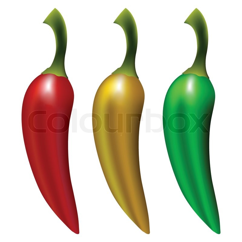Peppers isolated on white background, ... | Stock vector | Colourbox