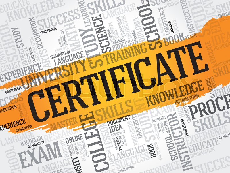 CERTIFICATE word cloud, education ... | Stock vector | Colourbox