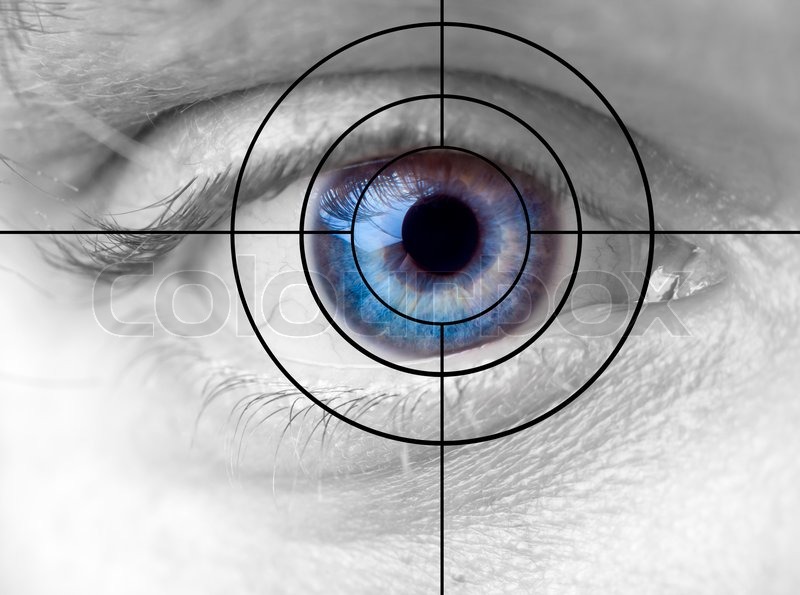 Blå menneskelige øje og mål | Stock foto | Colourbox