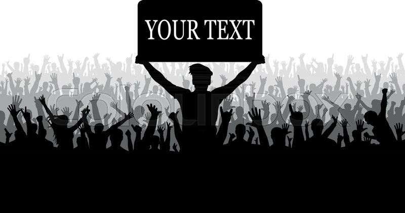 Man with a poster, crowd of people | Stock vector | Colourbox