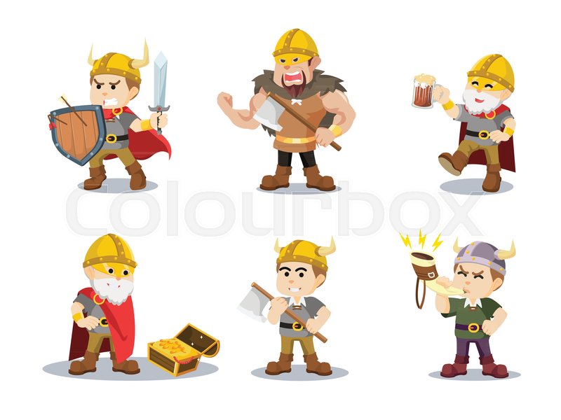 Viking cartoon set illustration design | Stock Vector | Colourbox