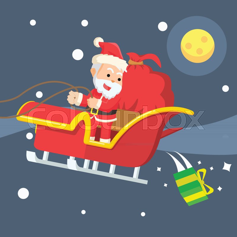Santa dropping christmas presents | Stock vector | Colourbox