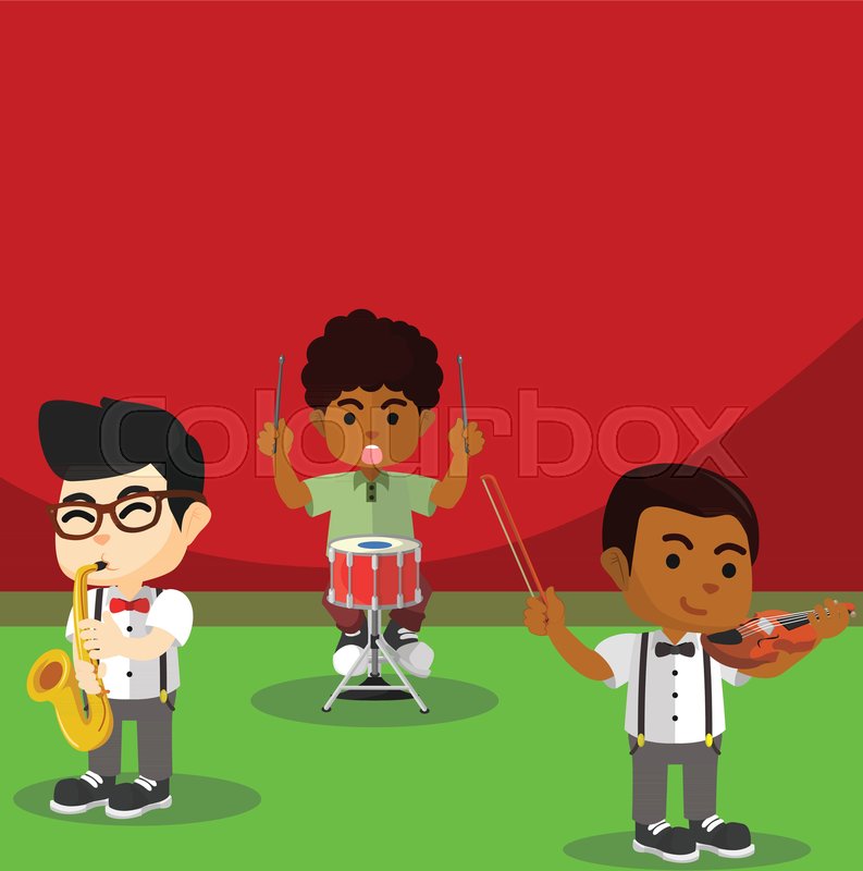 Boys playing instrument illustration ... | Stock vector | Colourbox