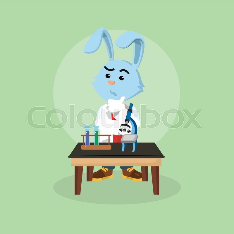 Rabbit scientist in front of table | Stock vector | Colourbox