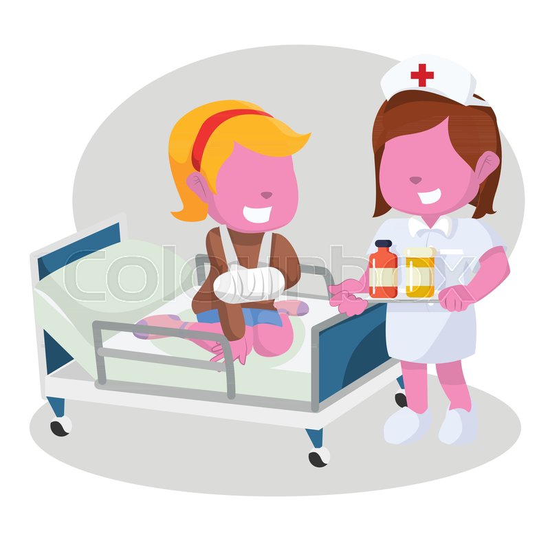 Pink nurse giving medication | Stock vector | Colourbox