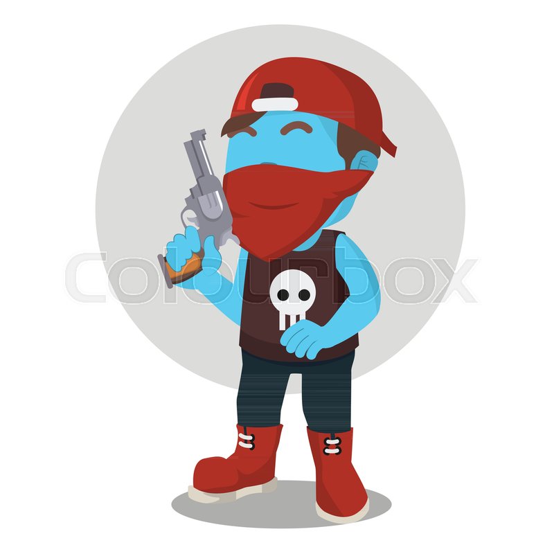 Blue criminals holding gun | Stock vector | Colourbox