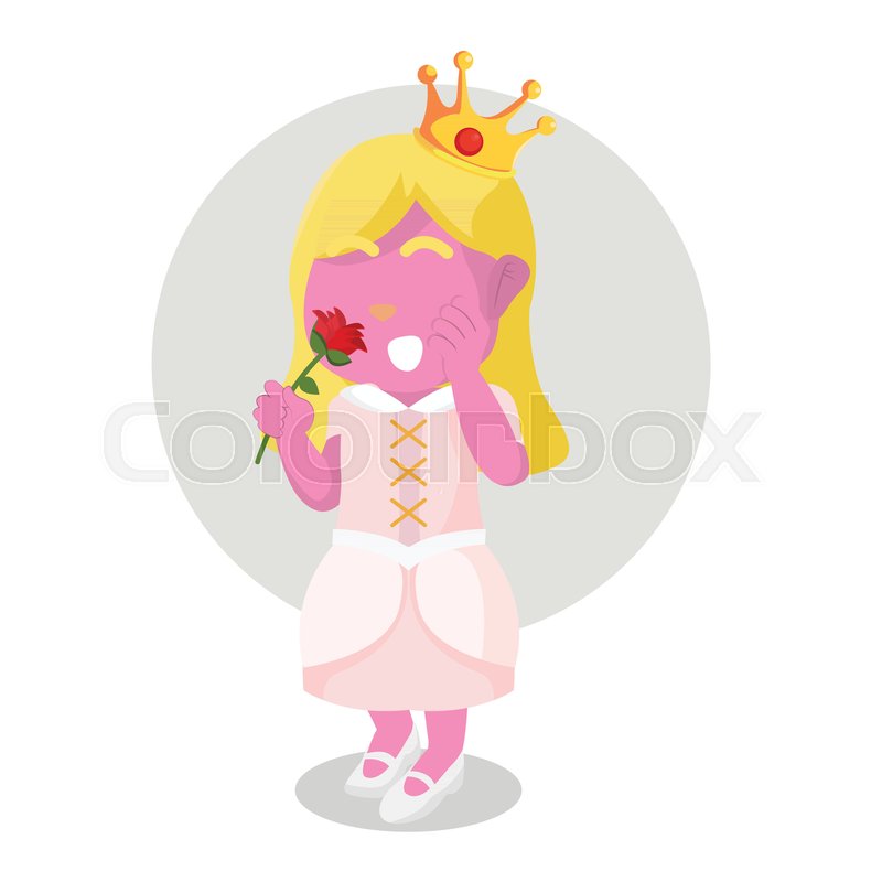 Pink princess holding flower | Stock vector | Colourbox