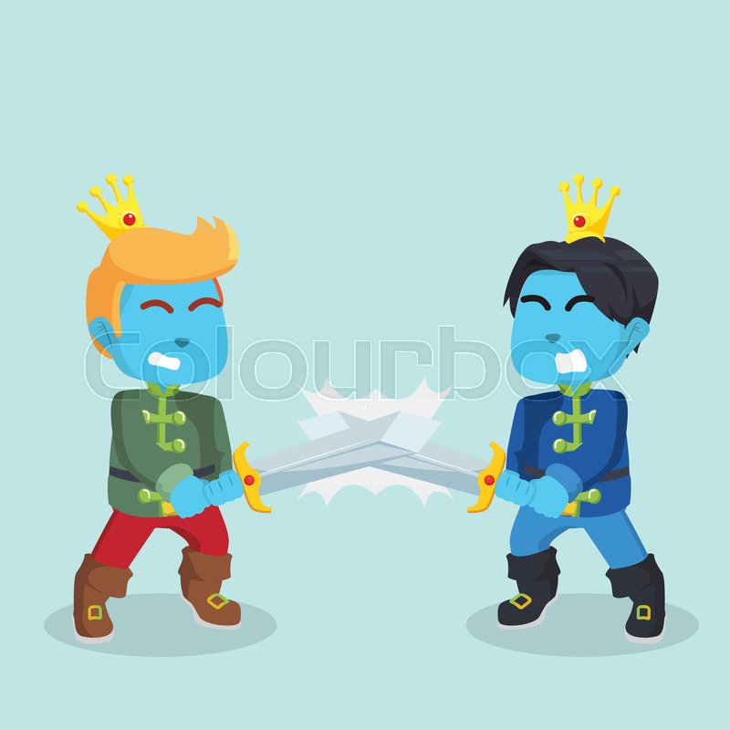 Blue prince with sword fighting each ... | Stock vector | Colourbox