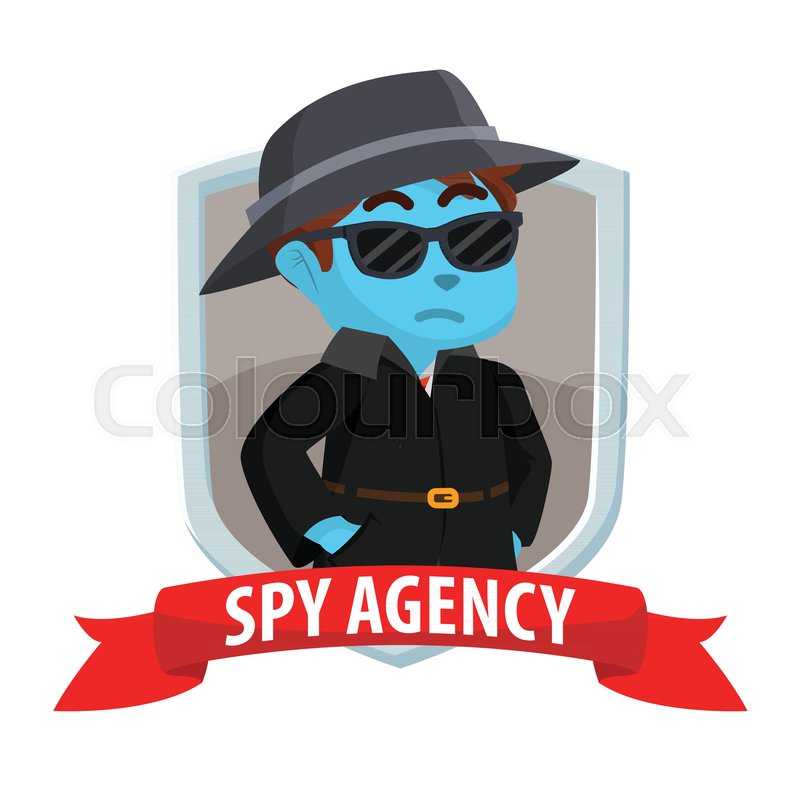 Blue spy agency in emblem with banner | Stock vector | Colourbox