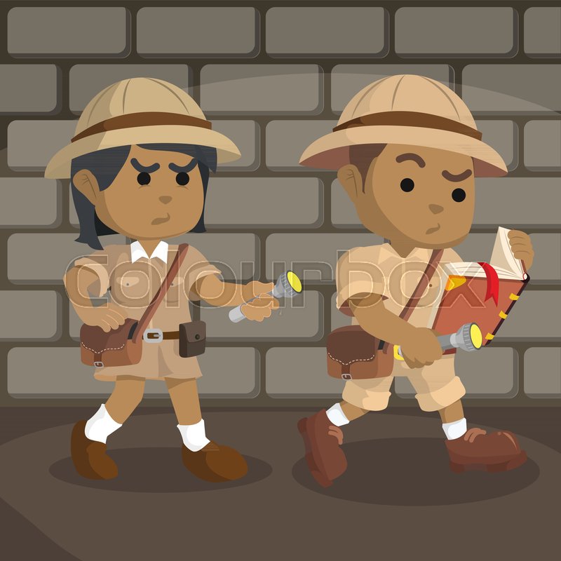 African boy and african girl explorer ... | Stock vector | Colourbox