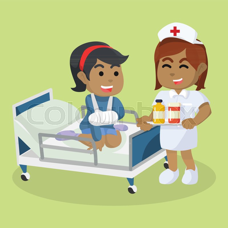 African nurse giving medication | Stock vector | Colourbox
