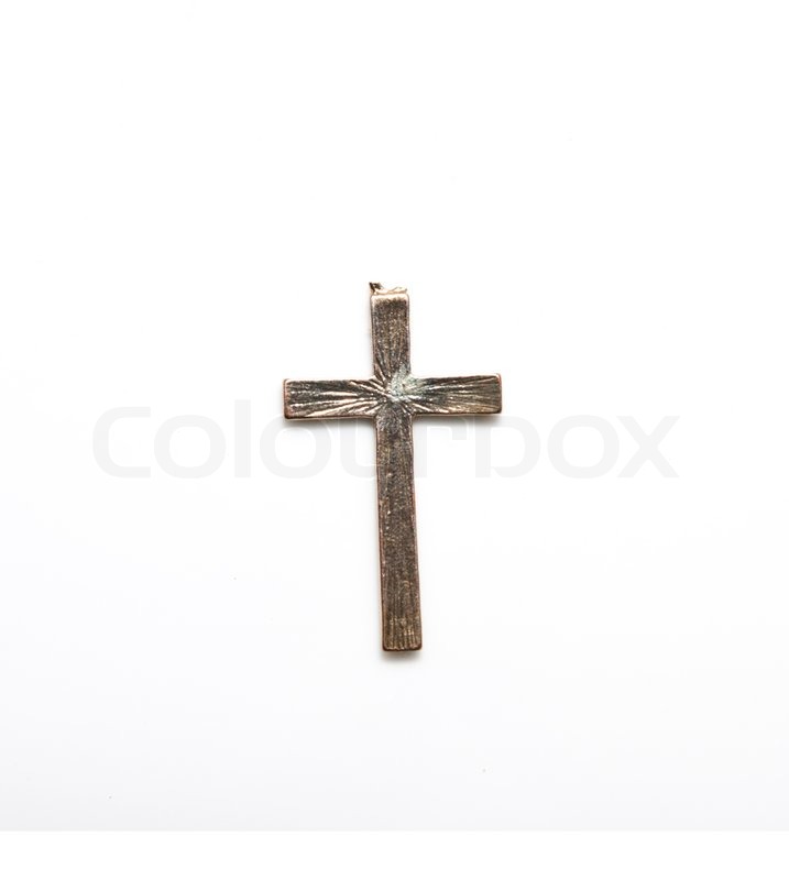 Gamle bronze kors på en hvid baggrund | Stock foto | Colourbox