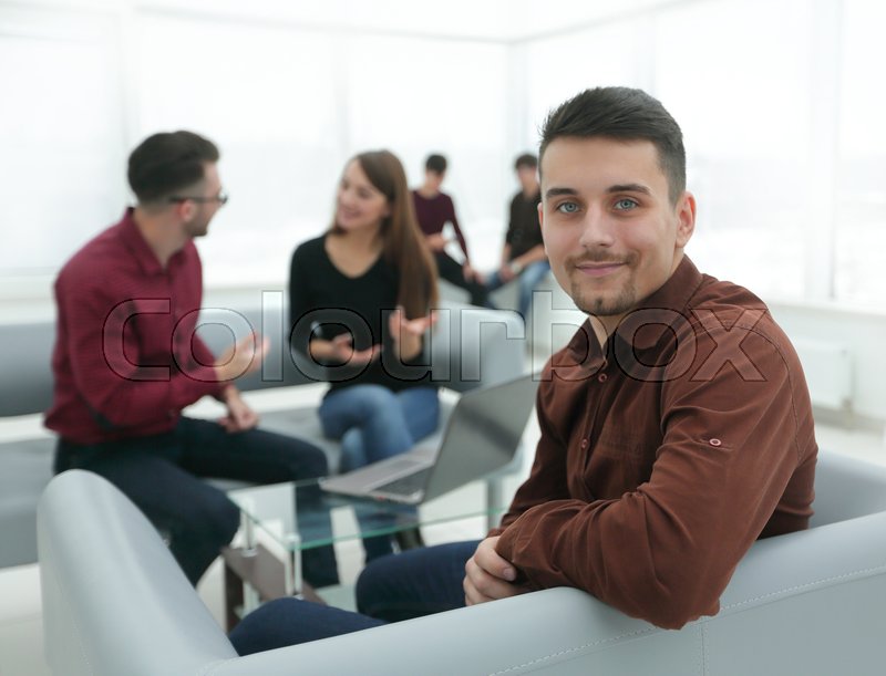 Employee on the background of business ... | Stock image | Colourbox