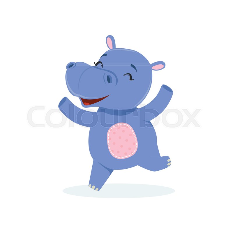 Blue Baby Hippo Cartoon
