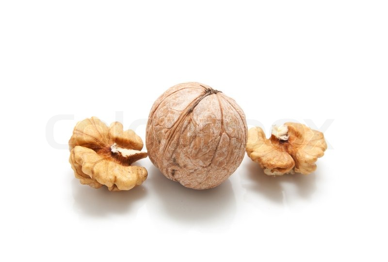Crushed walnuts on white background | Stock image | Colourbox