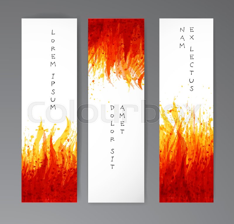 Banners with flame on white ... | Stock vector | Colourbox