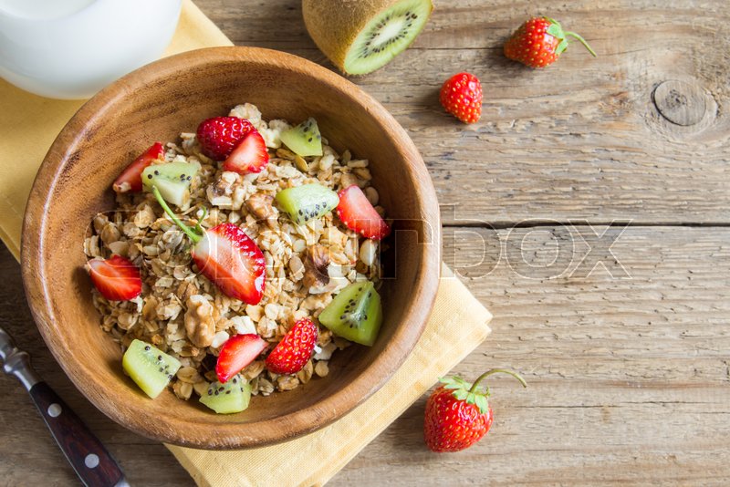 Homemade granola with fresh fruits ... | Stock image | Colourbox