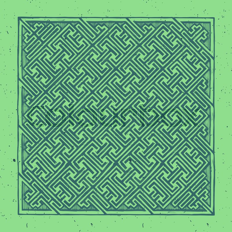 Green Celtic key pattern in ink hand ... | Stock vector | Colourbox