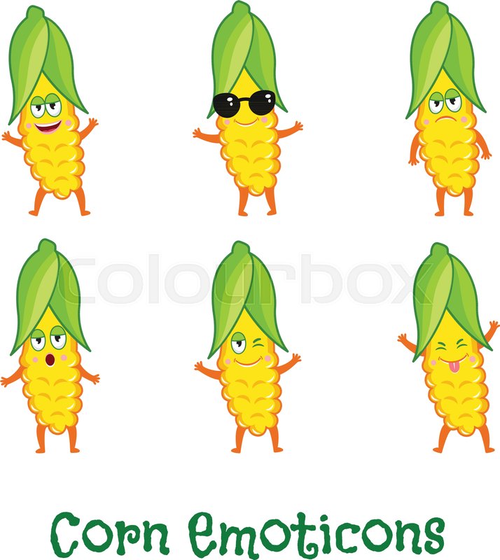 Corn smiles. Cute cartoon emoticons. ... | Stock vector | Colourbox