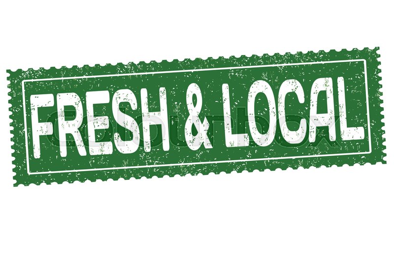 Fresh and local grunge rubber stamp on ... | Stock vector | Colourbox