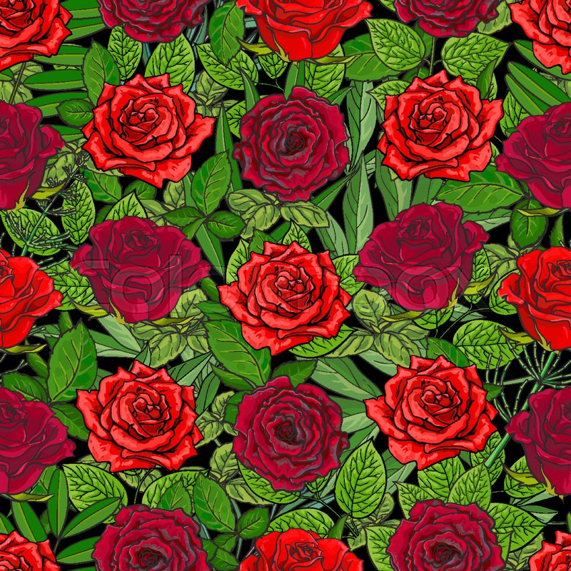 Red Rose Pattern Wallpaper