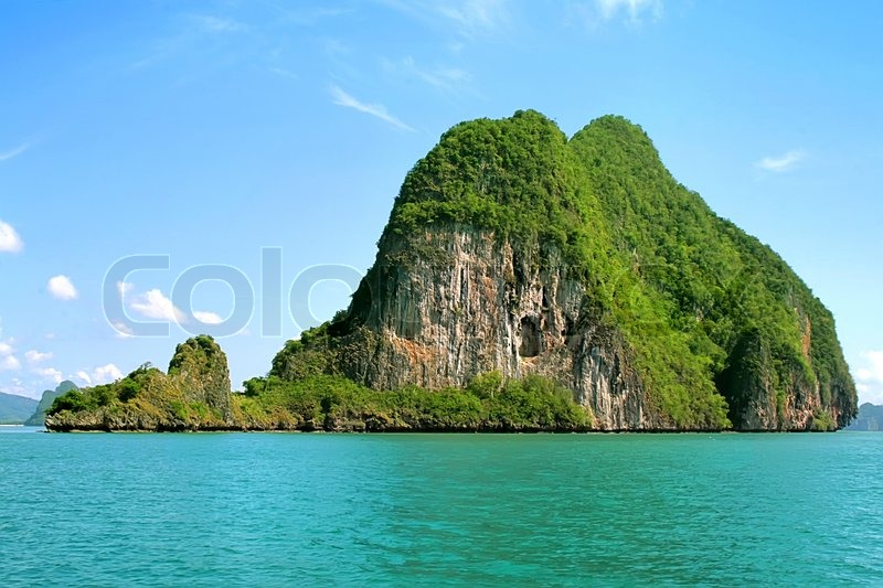 Island in the middle of the sea in ... | Stock image | Colourbox