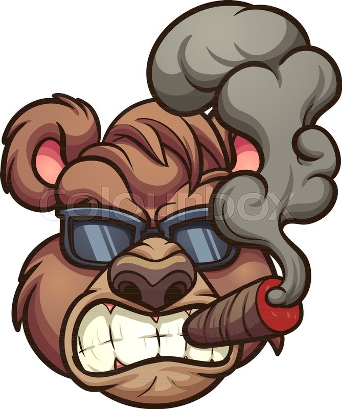 Angry smoking bear with sunglasses. ... | Stock vector | Colourbox