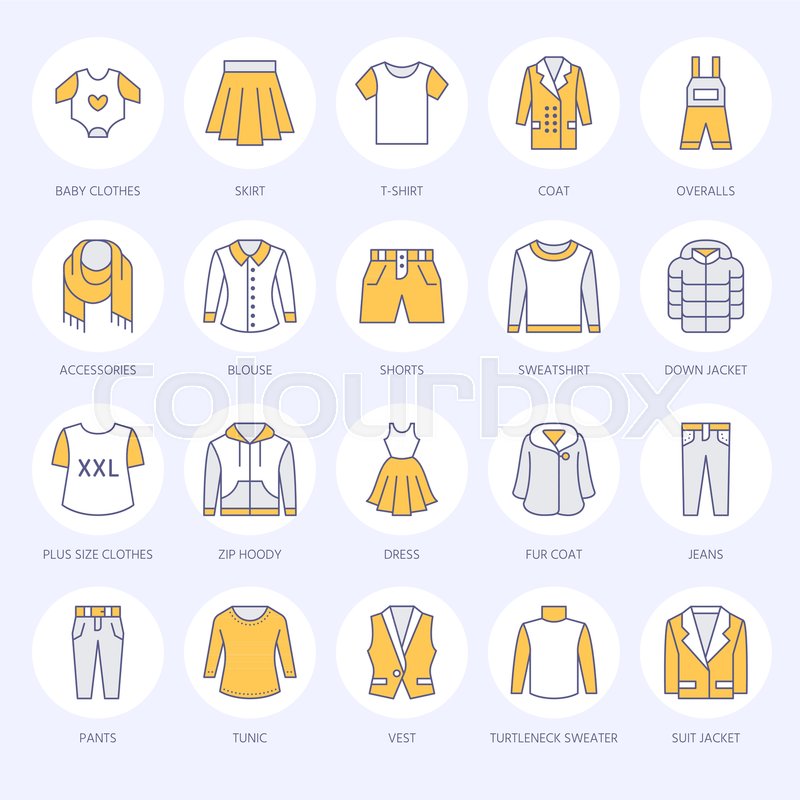 Clothing, fasion flat line icons. ... | Stock vector | Colourbox