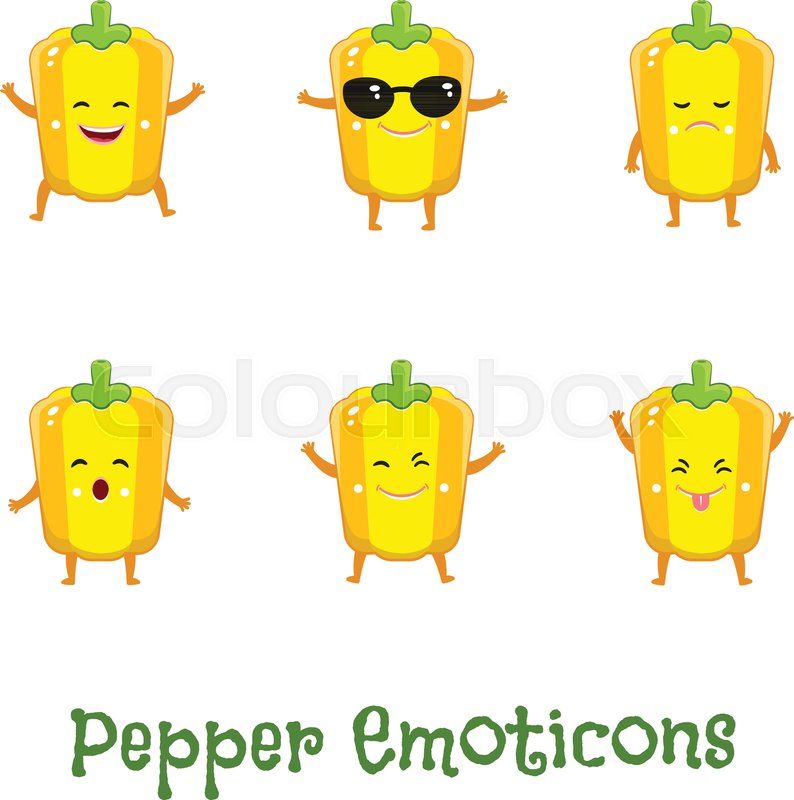 Pepper smiles. Cute cartoon emoticons. ... | Stock vector | Colourbox
