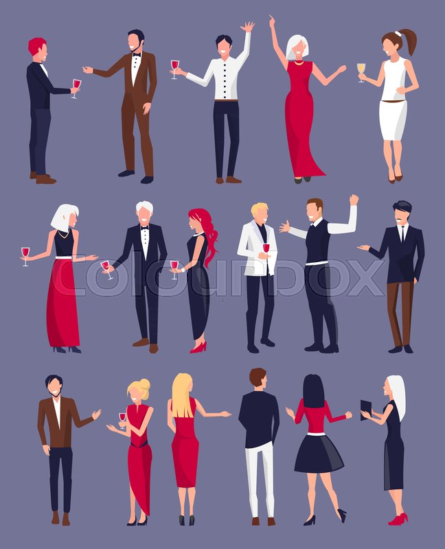 People dressed formally in evening ... | Stock vector | Colourbox
