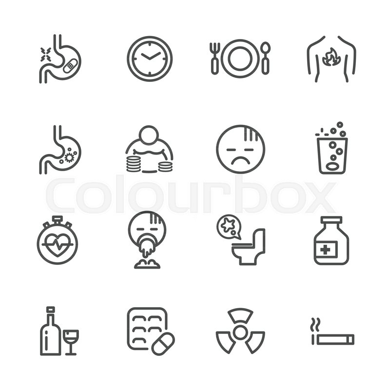 Causes and symptoms of peptic ulcer ... | Stock vector | Colourbox