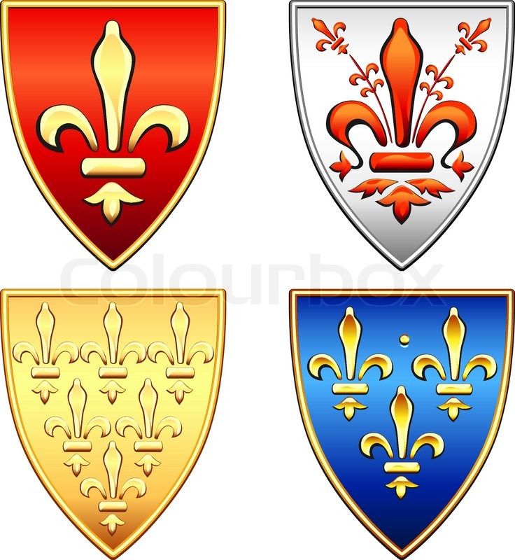Traditional old shields with the arms ... | Stock vector | Colourbox