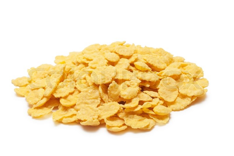 Sweet cornflakes isolated on the white ... | Stock image | Colourbox