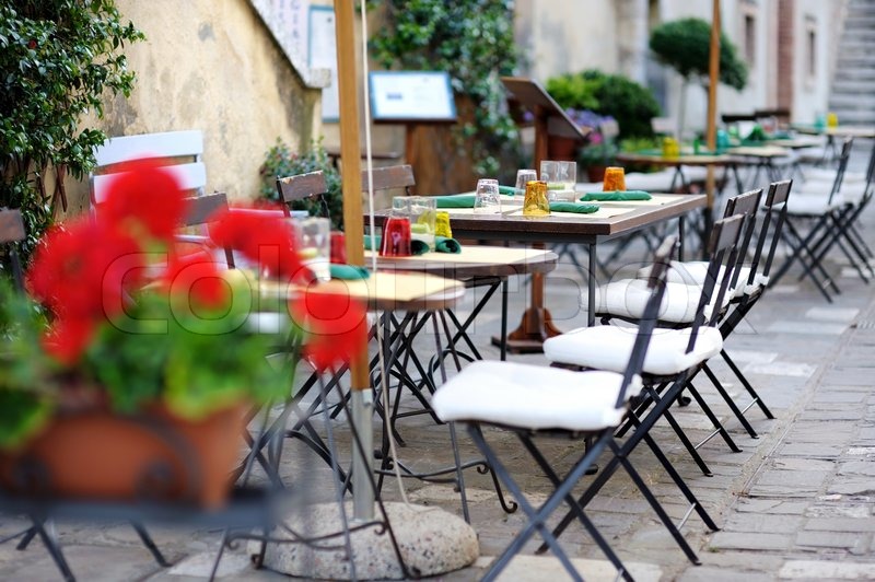 Outdoor cafe in Italian town | Stock Photo | Colourbox