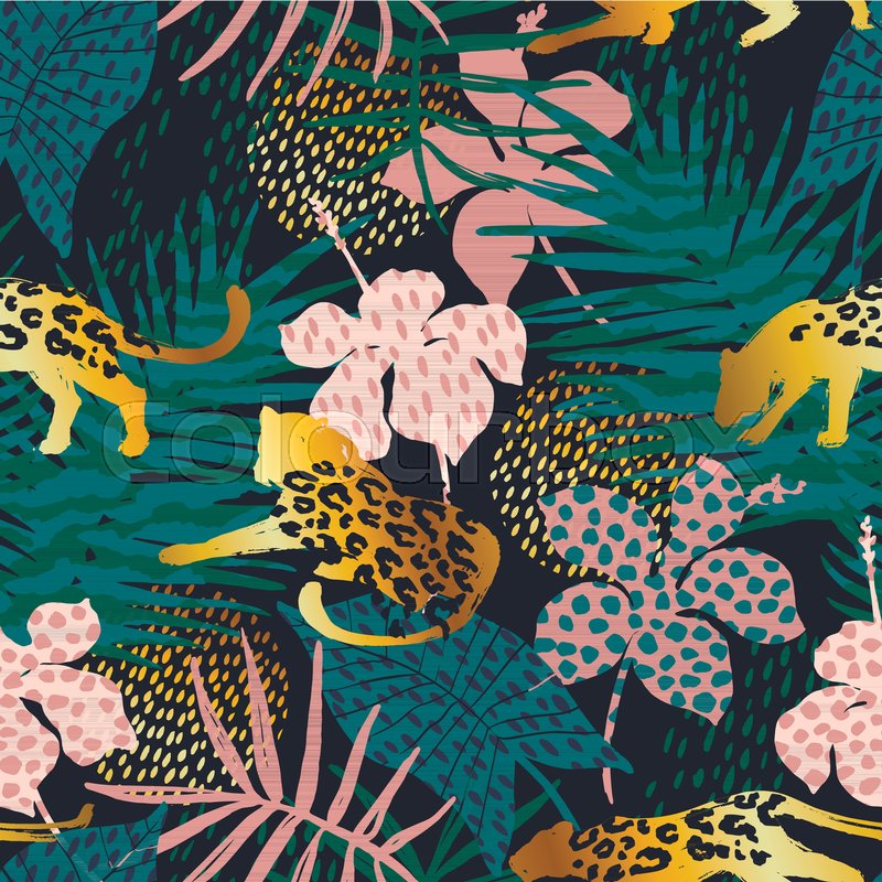 Trendy seamless exotic pattern with ... | Stock vector | Colourbox