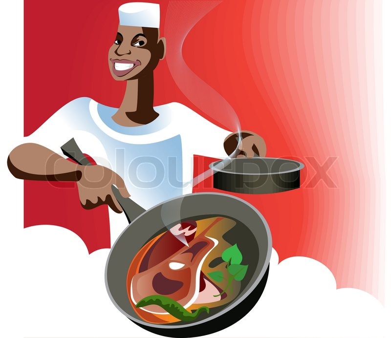 A cook roasts meat for the traditional ... | Stock vector | Colourbox