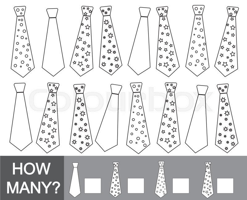 How many ties. Color ties. Educational ... | Stock vector | Colourbox