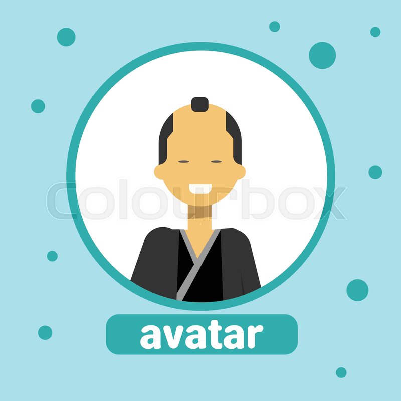 Asian Man Avatar Icon Japanese Male In ... | Stock vector | Colourbox