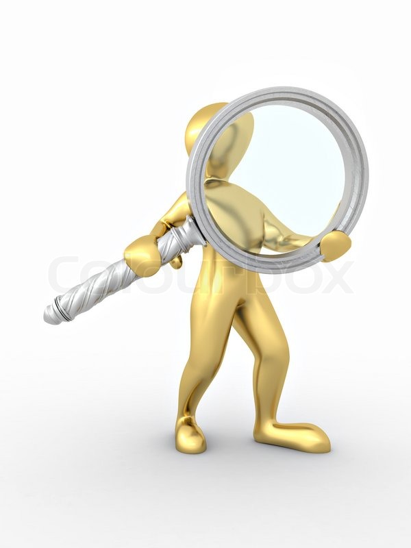 Männer mit Lupe isoliert auf weißem ... | Stock Bild | Colourbox