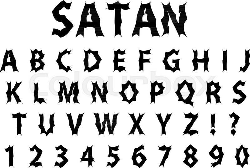 Satan typography scary font. Lettering ... | Stock vector | Colourbox