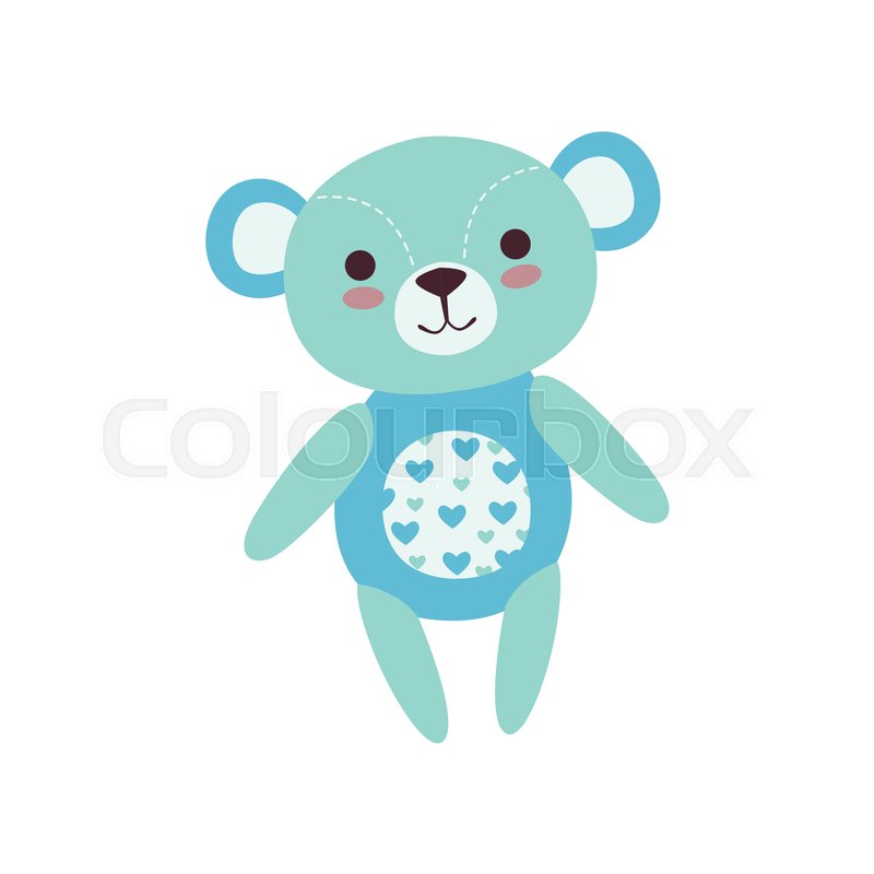 Cute light blue teddy bear soft plush ... | Stock vector | Colourbox