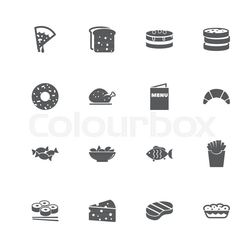 Food icons. Perfect black pictogram on ... | Stock vector | Colourbox