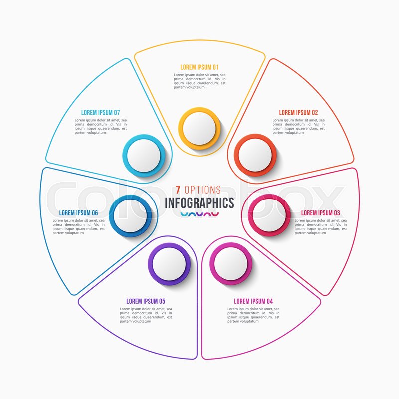 Vector 7 parts infographic design, ... | Stock vector | Colourbox