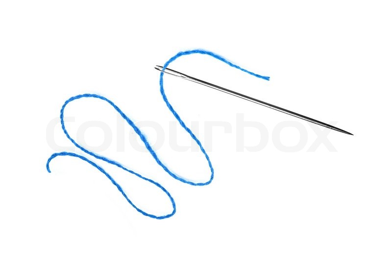 Blue thread and needle isolated on ... | Stock image | Colourbox