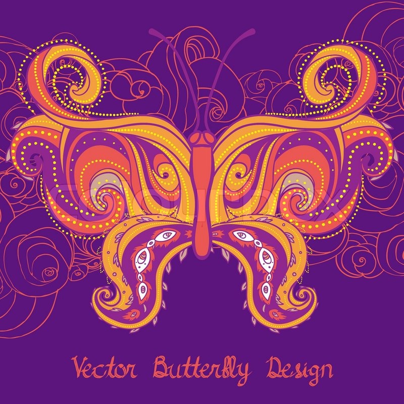 Paisley butterfly. Hand-Drawn ornate ... | Stock vector | Colourbox