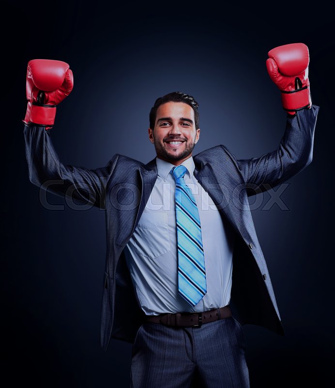 Businessman in a suit and boxing ... | Stock image | Colourbox